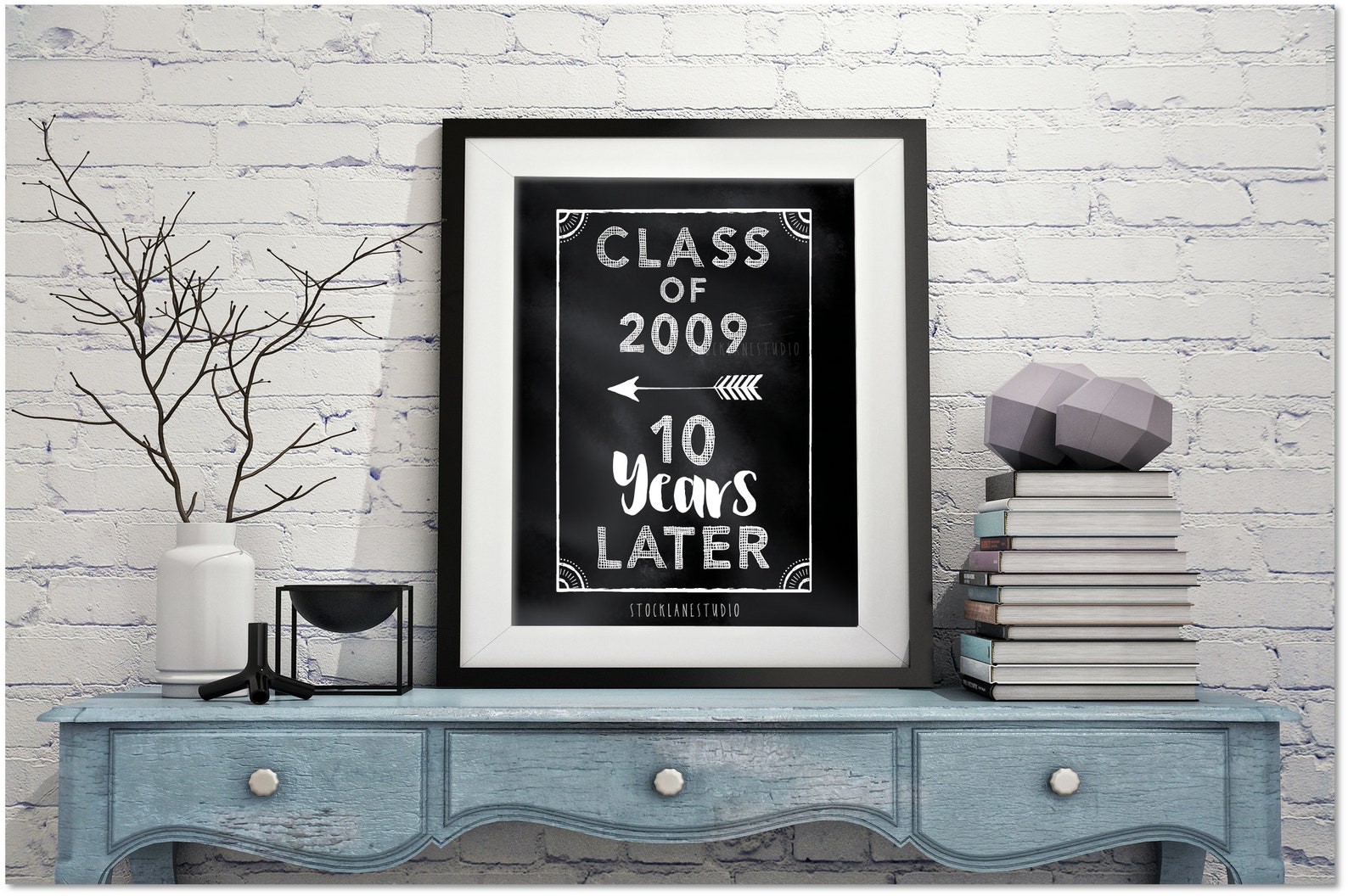 Printable 10 Years Later Anniversary or Class Reunion Sign, Black White ...