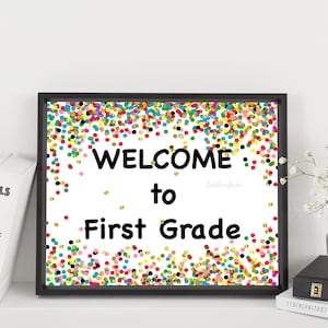 Back to School Printable Welcome to First Grade Sign for Teacher, Diy ...