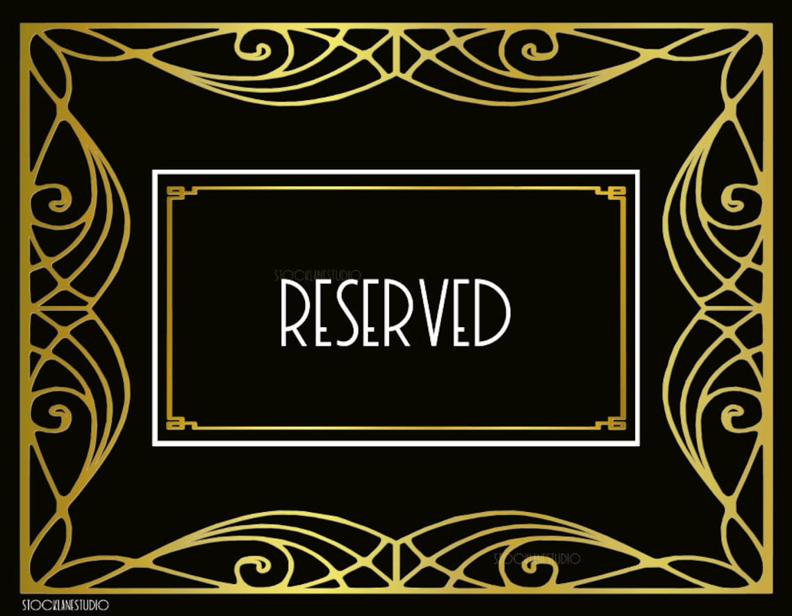 Reserved Event Sign Printable Gold Black Art Deco Style Sign - Etsy