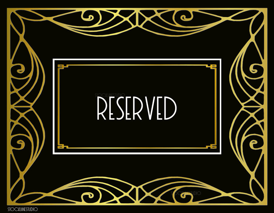 Reserved event sign Printable gold black Art deco style sign | Etsy