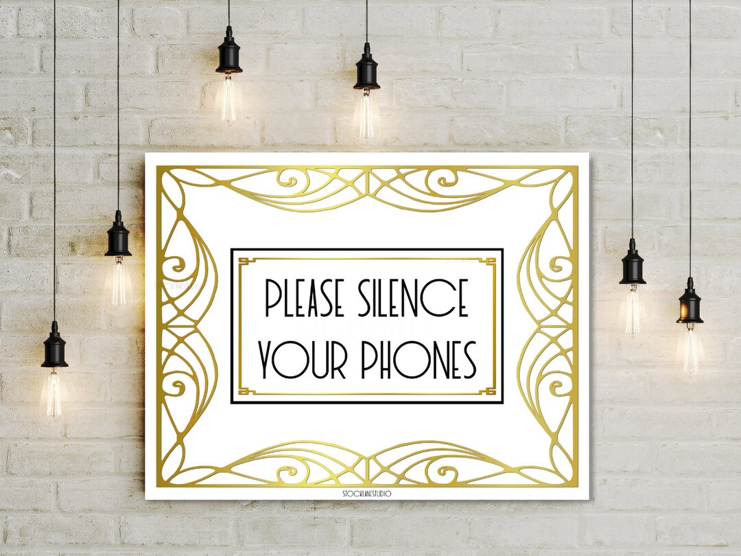 Printable Office Sign Quiet Sign Please Silence Your Phones in Gold ...