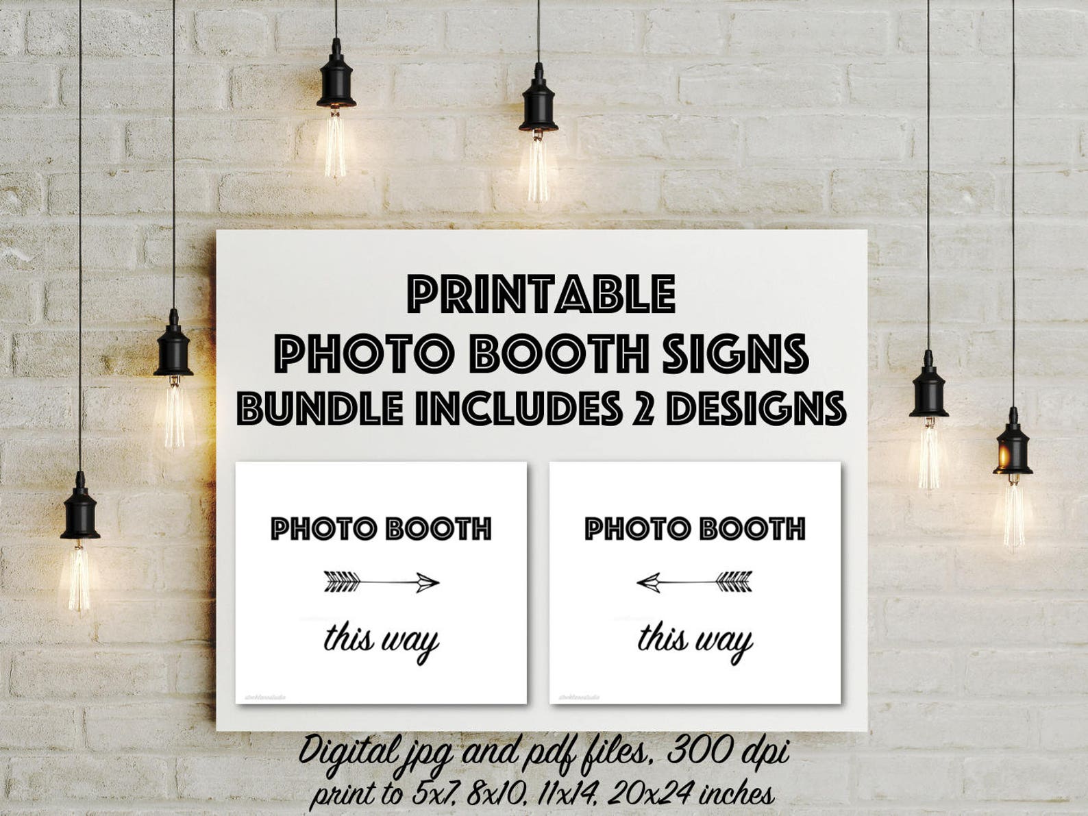Printable Photo Booth Bundle Set of 2 Black White This Way | Etsy