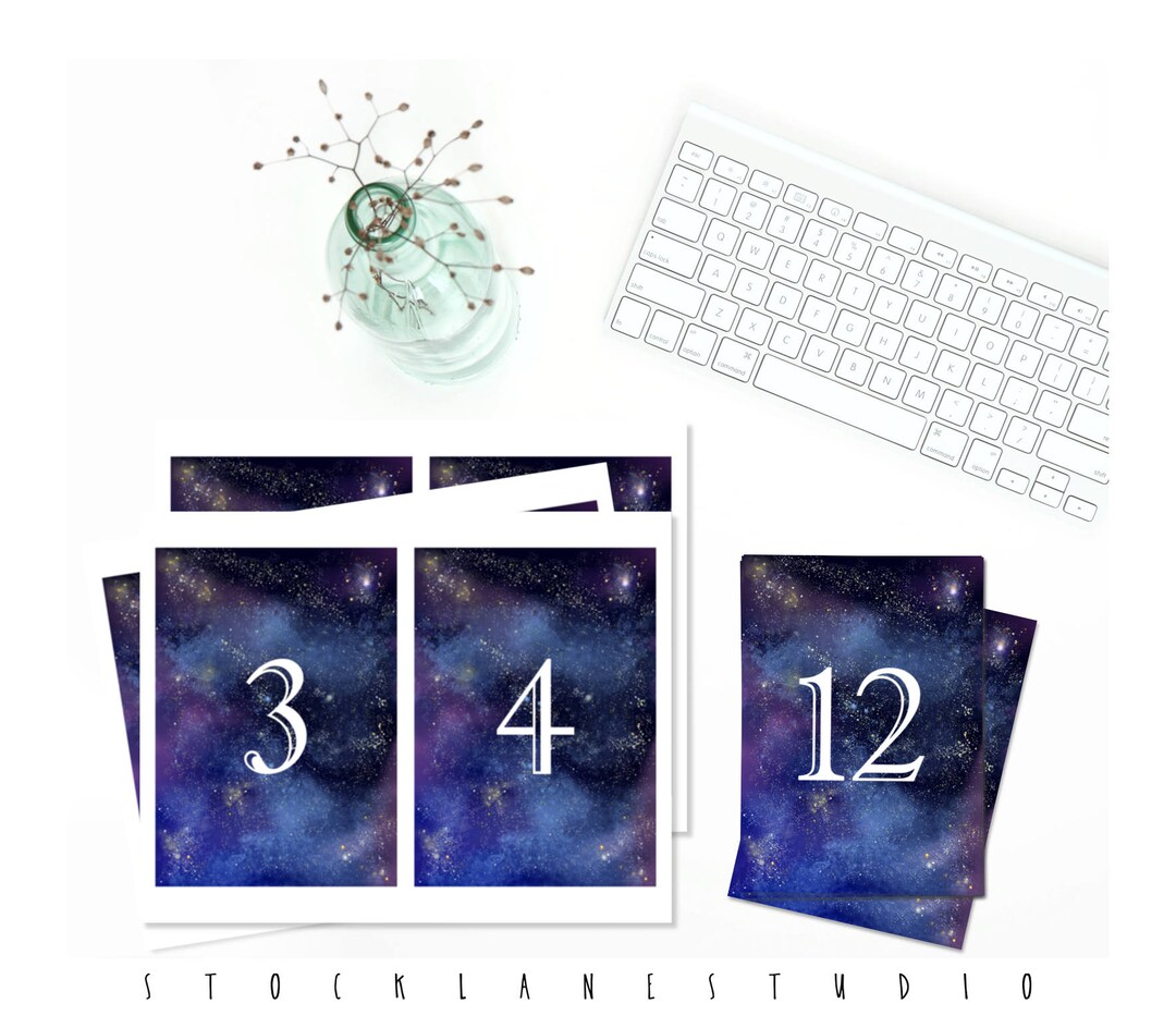 Printable Cosmic Table Number Signs 1-20 Digital Galaxy Birthday Party ...