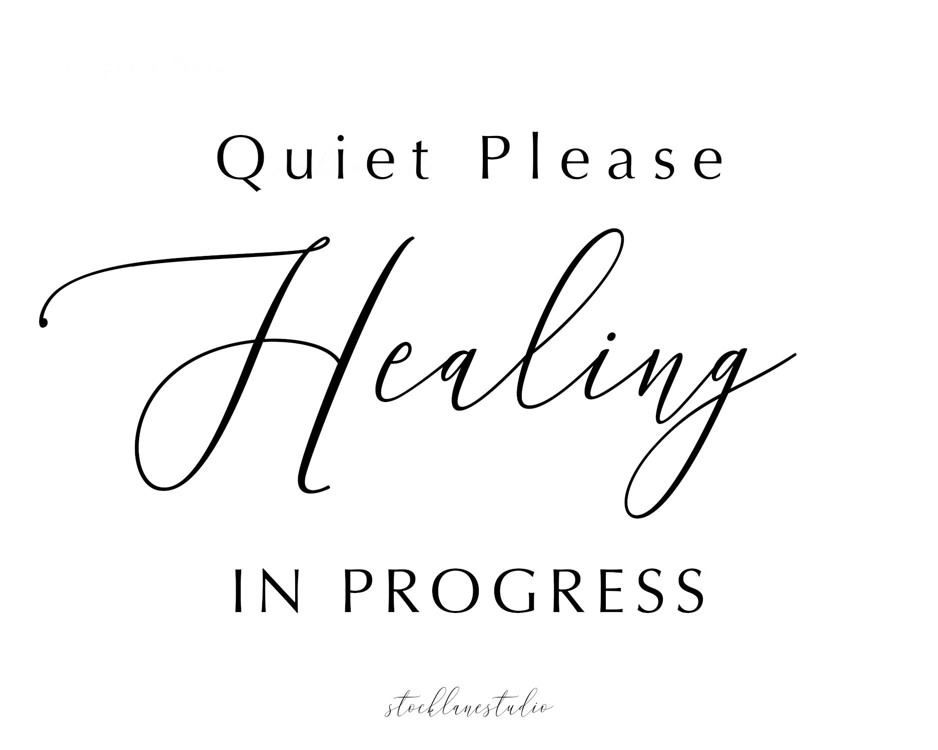 Printable Quiet Please Healing in Progress Blue white do not | Etsy