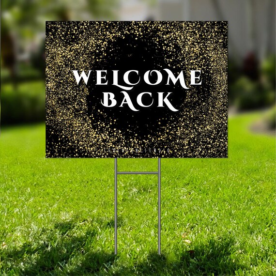 Printable Welcome Back Sign in gold glitter on black Event - Etsy México