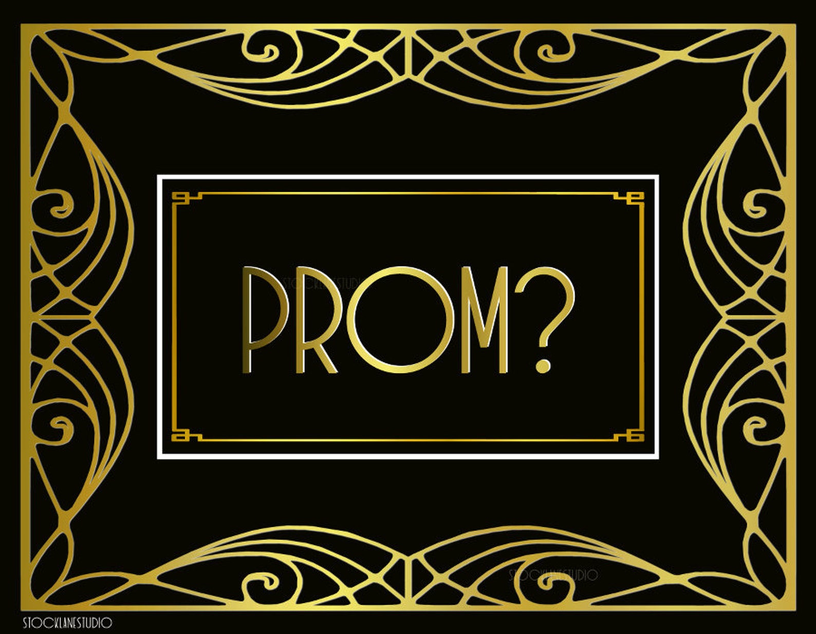 Printable Promposal Sign Gold Black Art Deco Digital Prom | Etsy