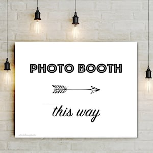 Printable Photo Booth Sign This Way Sign, Digital Black White Right ...