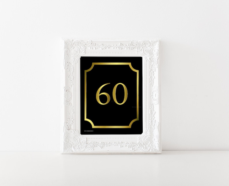 Printable Birthday Number Poster 60 Gold Black Party Party - Etsy