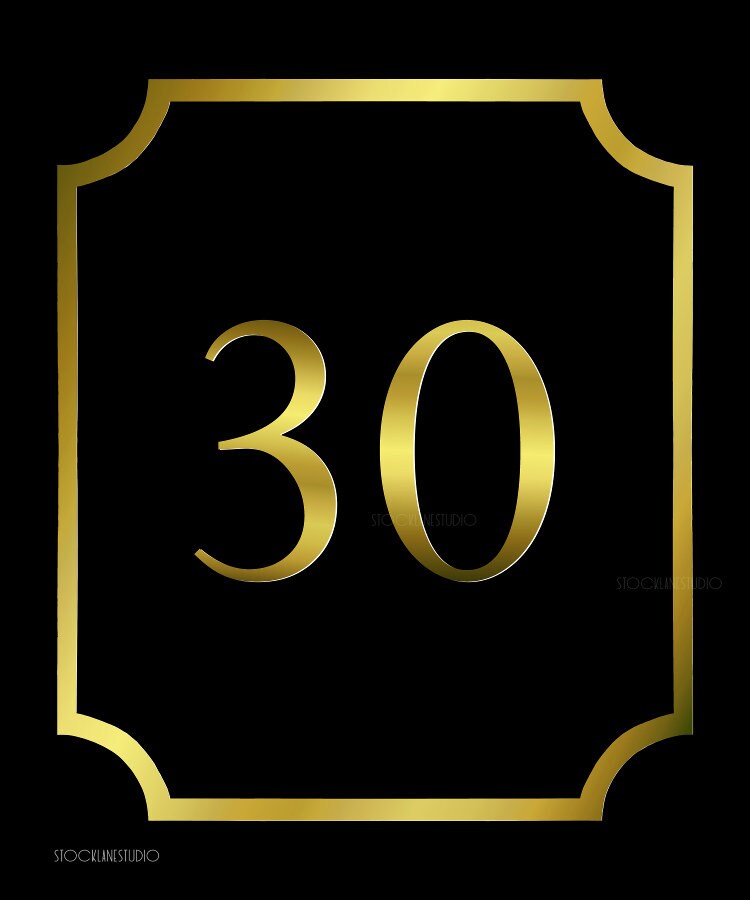 Printable number 30 birthday poster gold black 30th thirtieth | Etsy