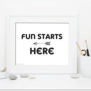Printable Welcome Sign Fun Starts Here With Arrow Digital Party Decor ...