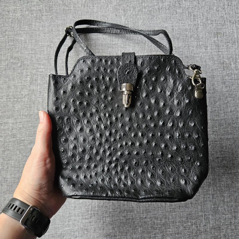 Vintage Ostrich Bag Black - Etsy UK