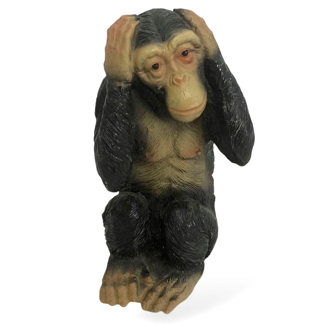 Vintage Monkey Figurine Hear No Evil Chimpanzee Retro Plastic 5.5" High ...