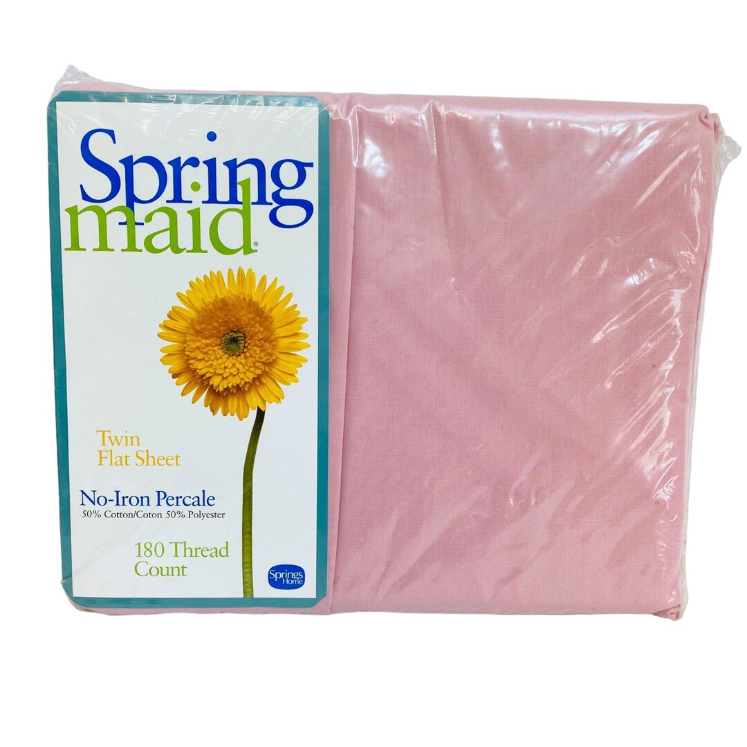 Springmaid Flat Sheet Twin Pink No Iron Percale Cotton Blend New Old ...