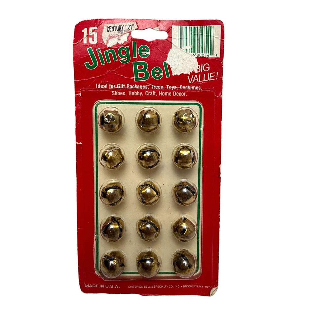 Vintage Jingle Bells New Old Stock 15 Pcs 1/2 Round Goldtone Craft ...