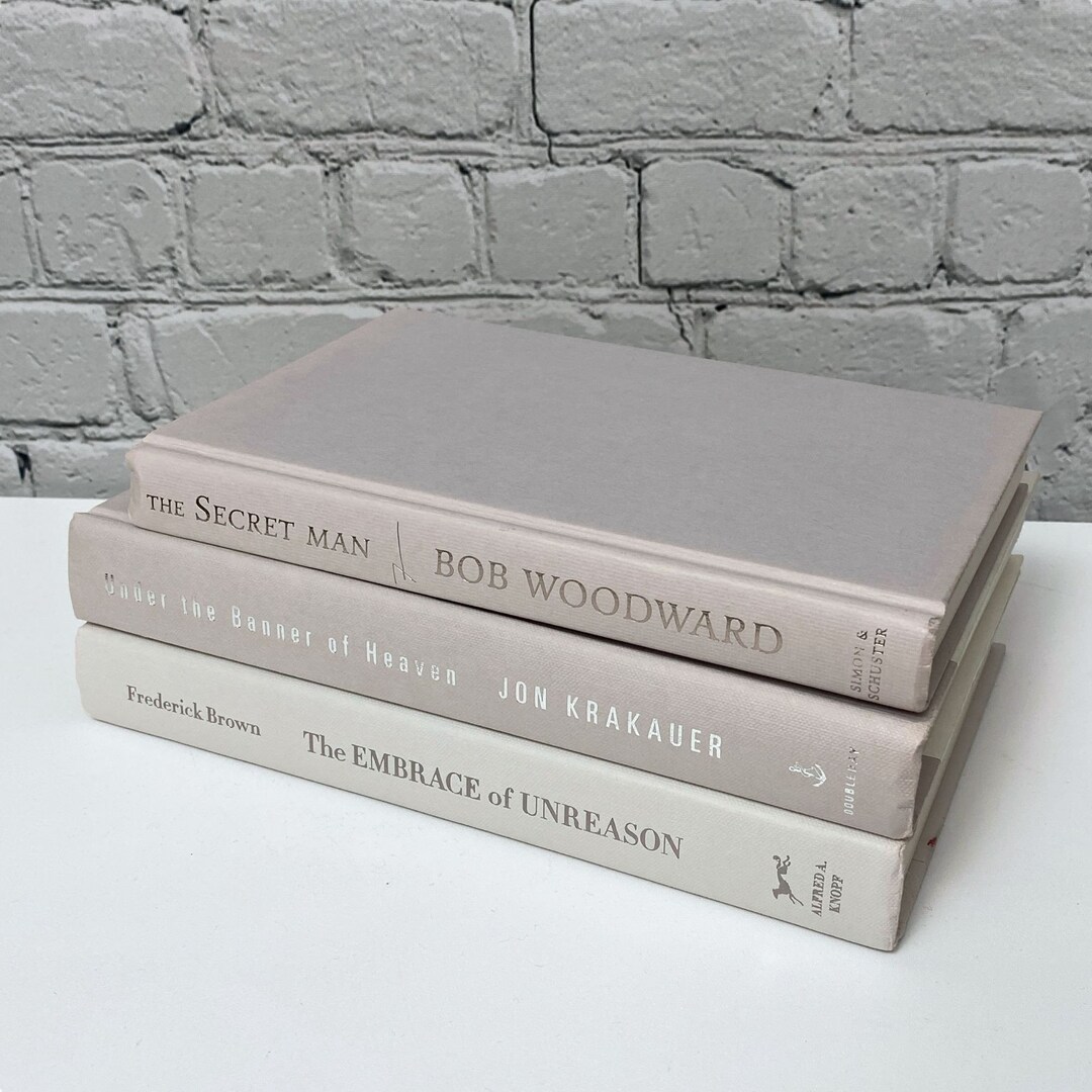 Decorative Stack of Gray Books Set of 3 Books by the Foot Library ...