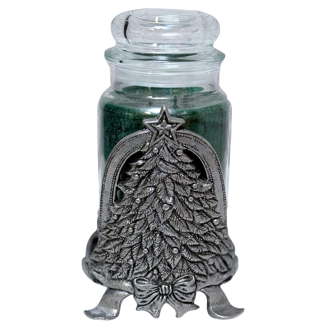 Carson Pewter Christmas Tree Candle Jar Holder Vintage 1997 Holiday ...