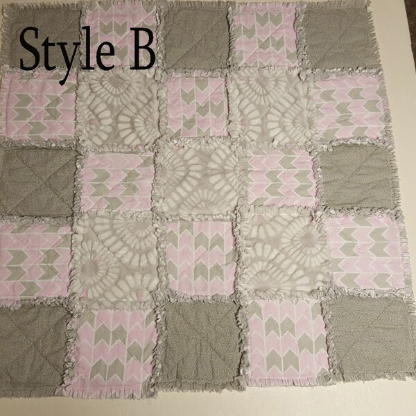 Pink Grey Rag Quilt - Etsy