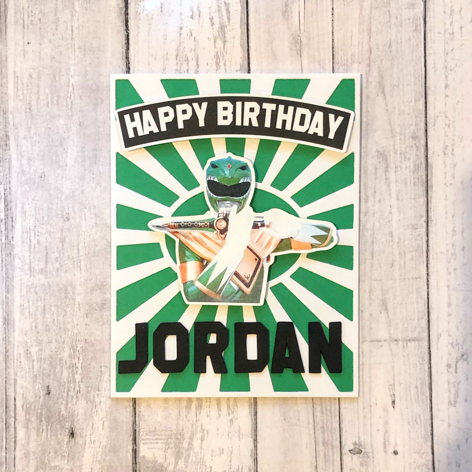 Personalized Power Ranger Card for Kids Birthday/ Handmade 3 D Birthday ...