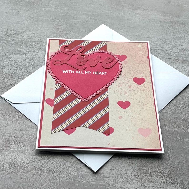 Handmade Valentine's Day Card – Layered Heart Design - Etsy