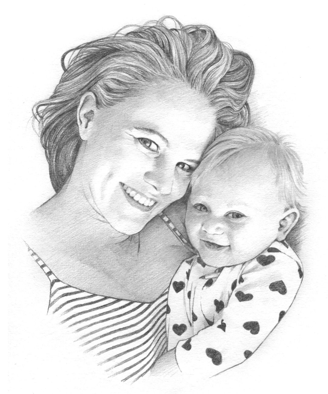 Mummy and Me Drawing. Hand Drawn Personalised Gift for New Parents, 1st ...
