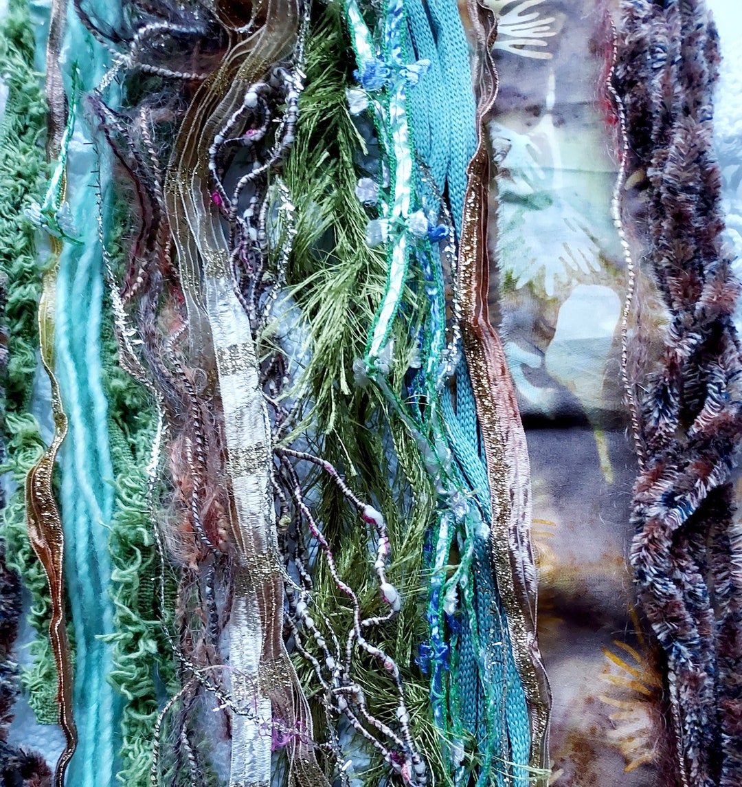 ENCHANTED FOREST Fiber Art Bundle/18 Yds. Green Embellishment Trim ...