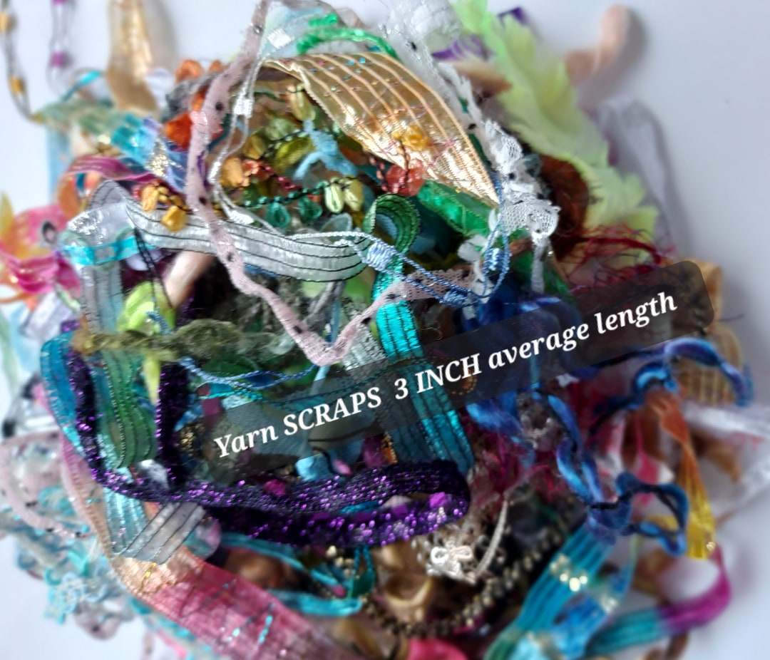 60 Bits and Pieces Yarn SCRAPS Fiber Art Bundle/3 Inch Avg. Length ...