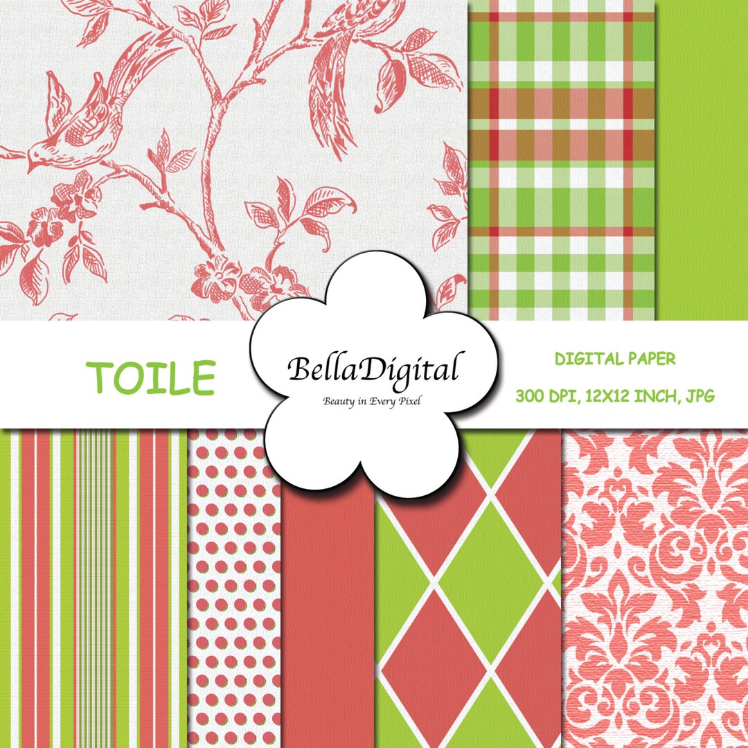 Digital Paper Jacquard Toile Damask Frame Patterns Texture. Digital ...