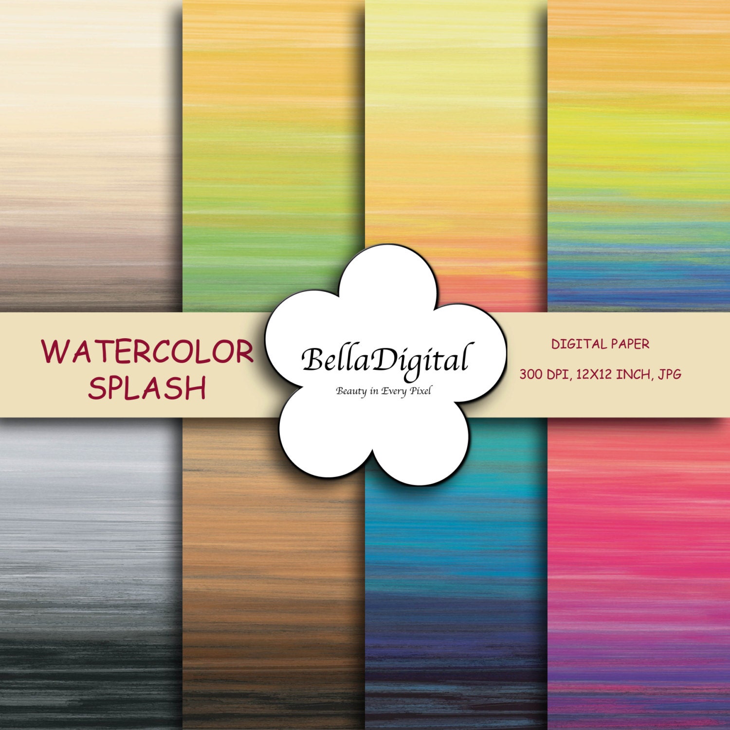 Digital Paper Watercolor Ombre Paint Patterns Texture. Digital ...