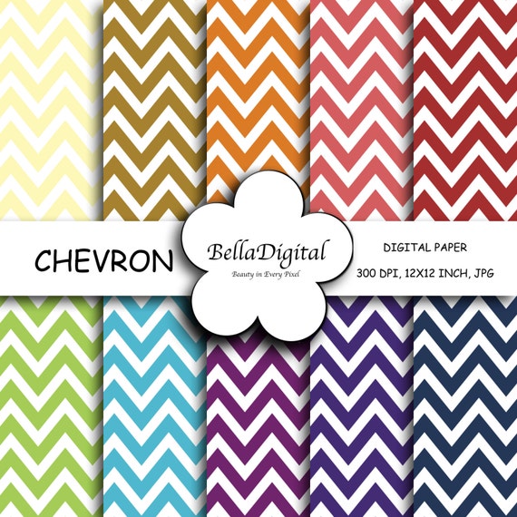 Digital Paper Chevron Zig-zag Multi Color Paper Pack. Digital | Etsy