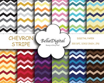 Digital Paper Chevron Zig-zag Multi Color Paper Pack. Digital | Etsy