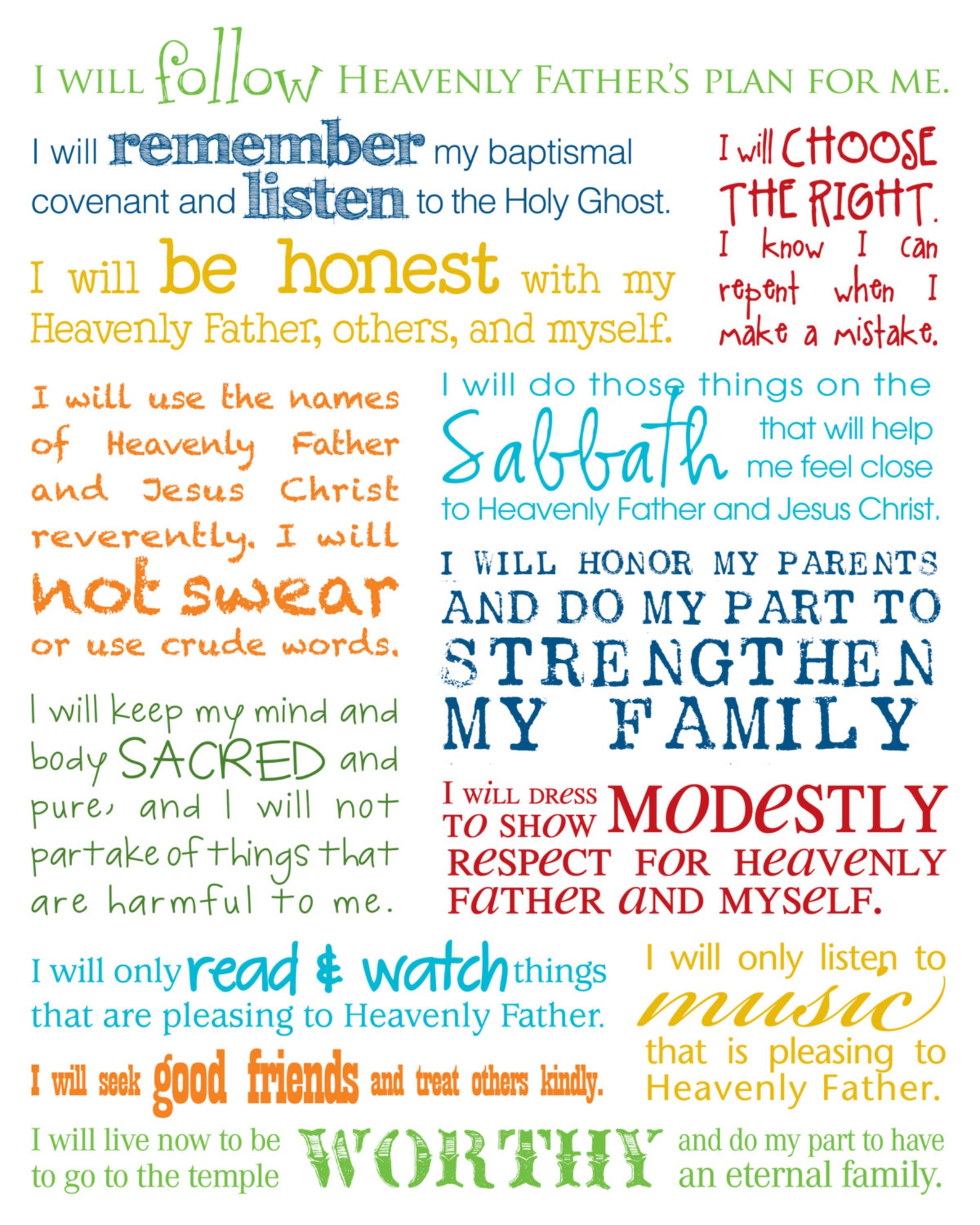 LDS Printable My Gospel Standards Boy - Etsy