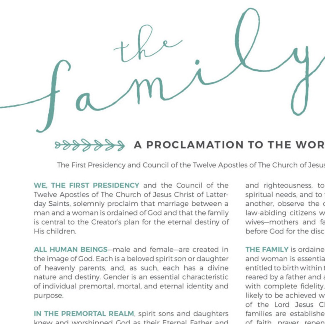 11x14 Family Proclamation to the World, LDS Art, Instant Download, 12 ...