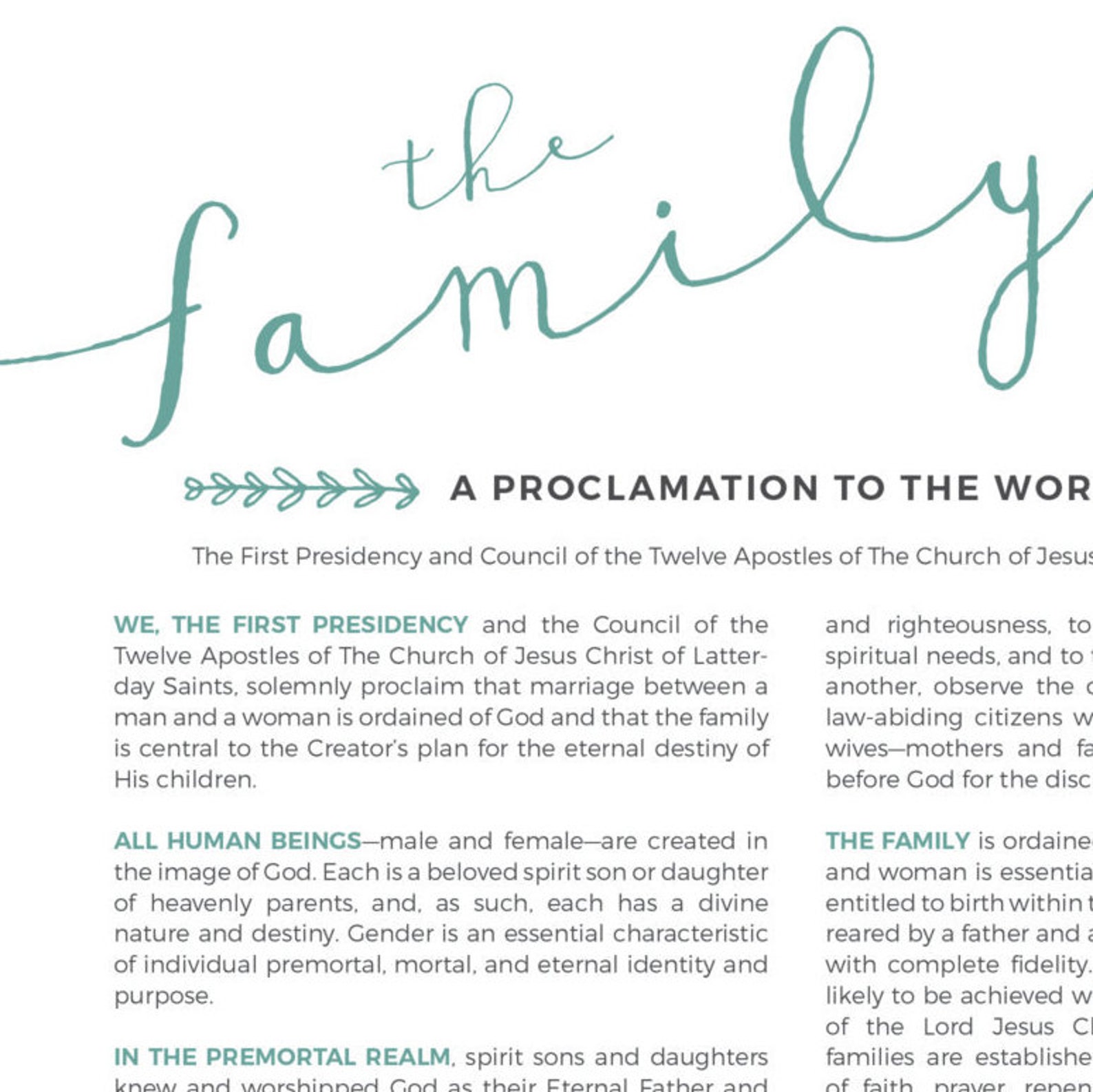 11x14 Family Proclamation to the World, LDS Art, Instant Download, 12 ...