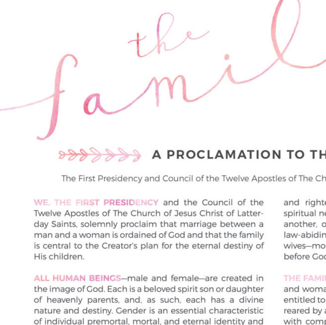 11x14 Family Proclamation to the World, LDS Art, Instant Download, 12 ...