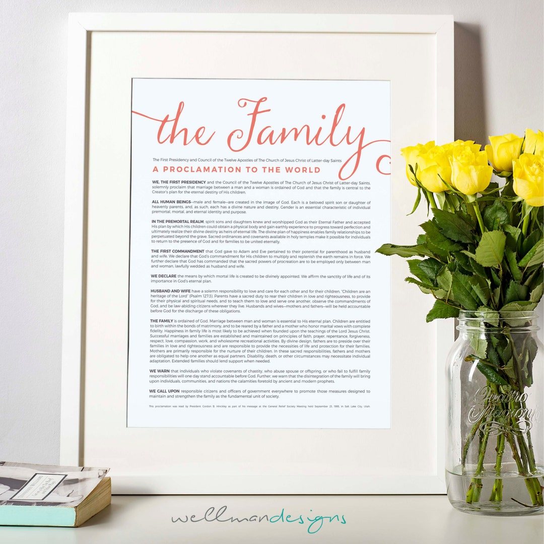 8x10 Family Proclamation to the World, LDS Art, Instant Download, 12 ...
