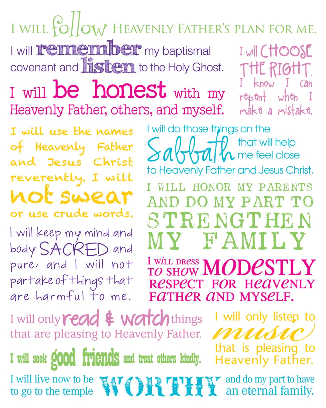 LDS Printable My Gospel Standards Girl - Etsy