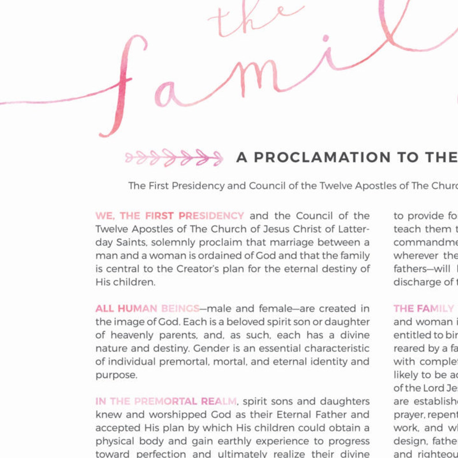 16x20 Family Proclamation to the World LDS Art Instant - Etsy