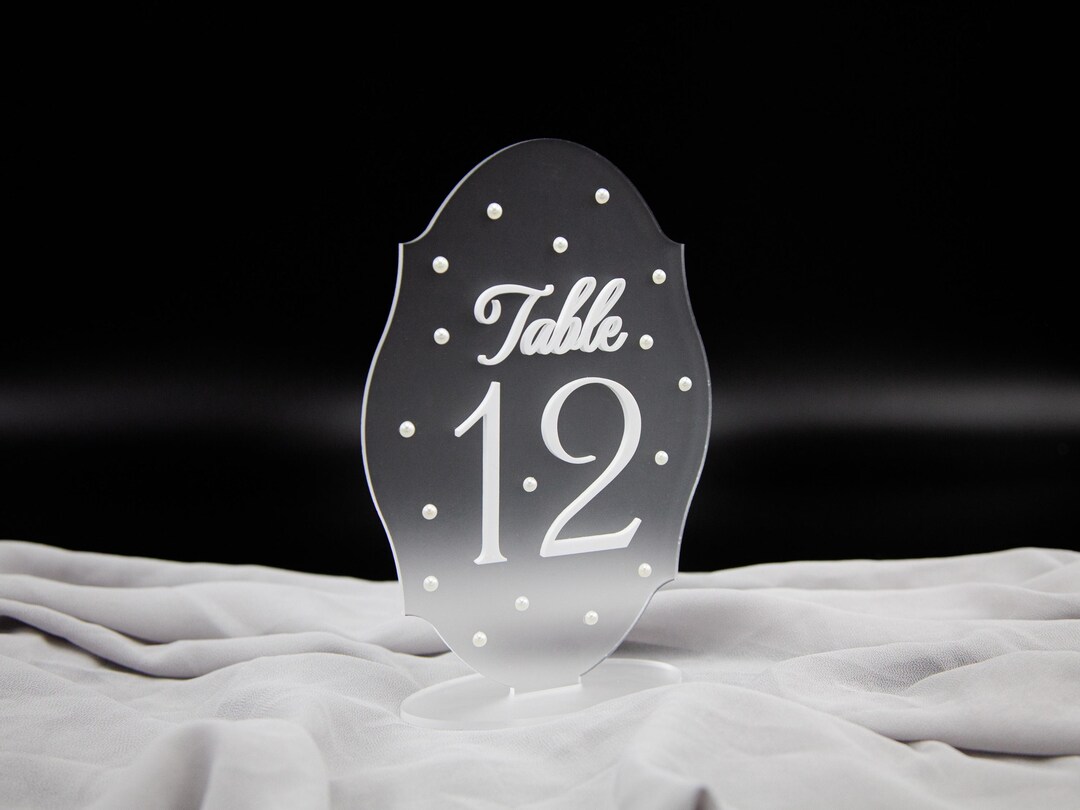 Pearl Acrylic Wedding Table Numbers: Frosted Reception Decor - Etsy