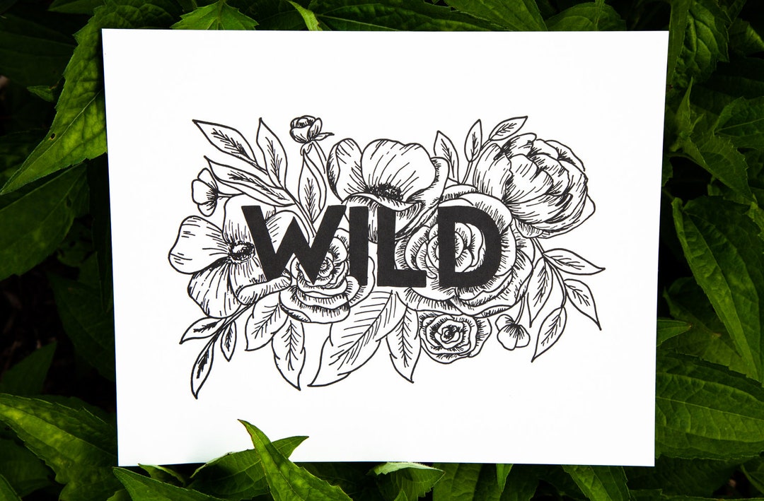 Letterpress Wild Floral Print: Boho 8x10 Wall Art - Etsy