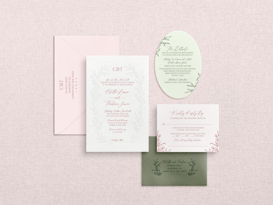 Letterpress Ethereal Wedding Invitation Suite: Soft Pastel Garden ...