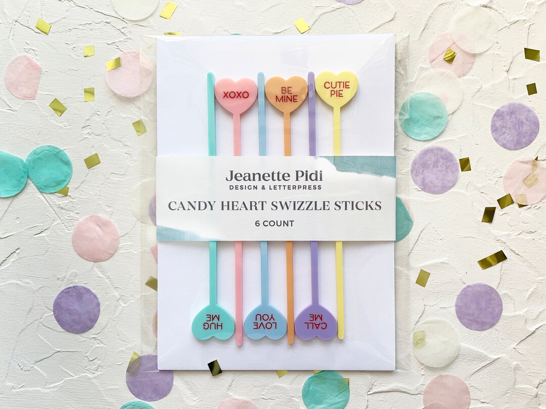 Conversation Heart Stir Sticks, Valentine's Day, Galentine's Drink ...