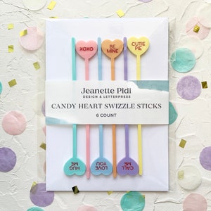 Conversation Heart Stir Sticks, Valentine's Day, Galentine's Drink ...