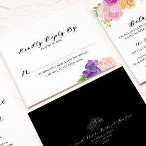 Floral Watercolor Wedding Invitations Colorful Wedding - Etsy