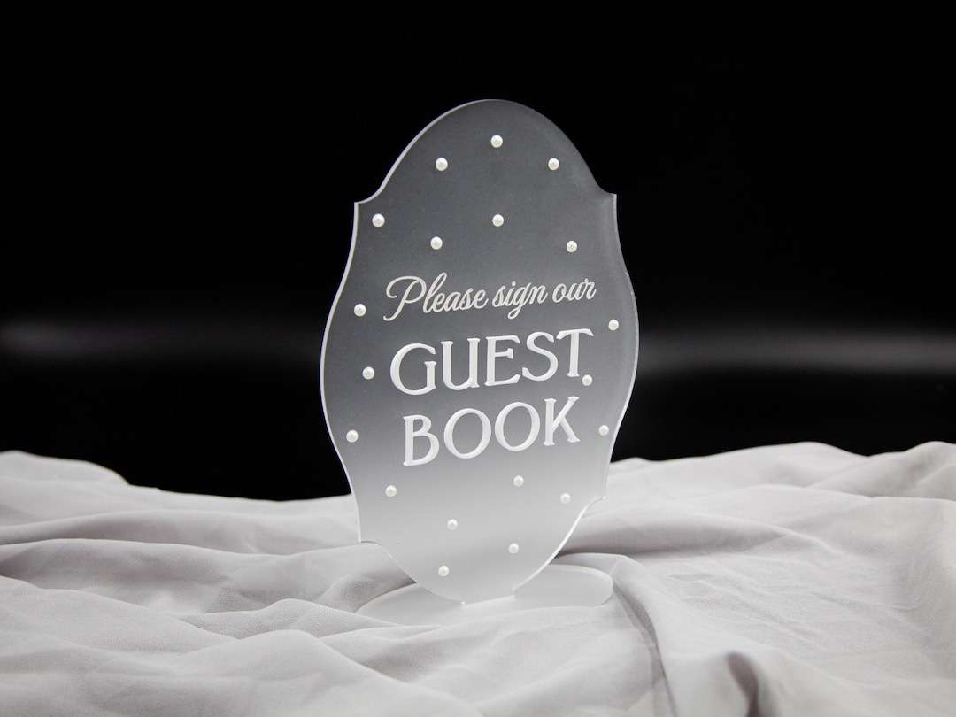 Pearl Guest Book Sign, Acrylic Guest Book Sign, Wavy Wedding Sign ...