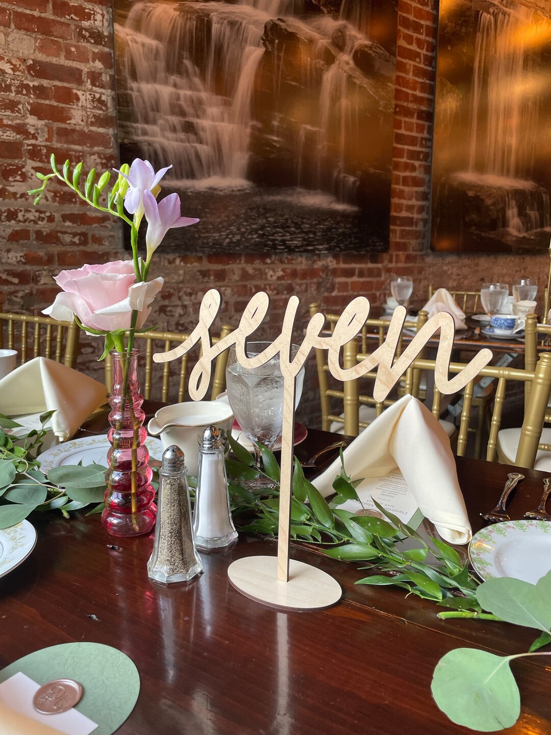 Wood Table Numbers: Script Bohemian Wedding Decor - Etsy