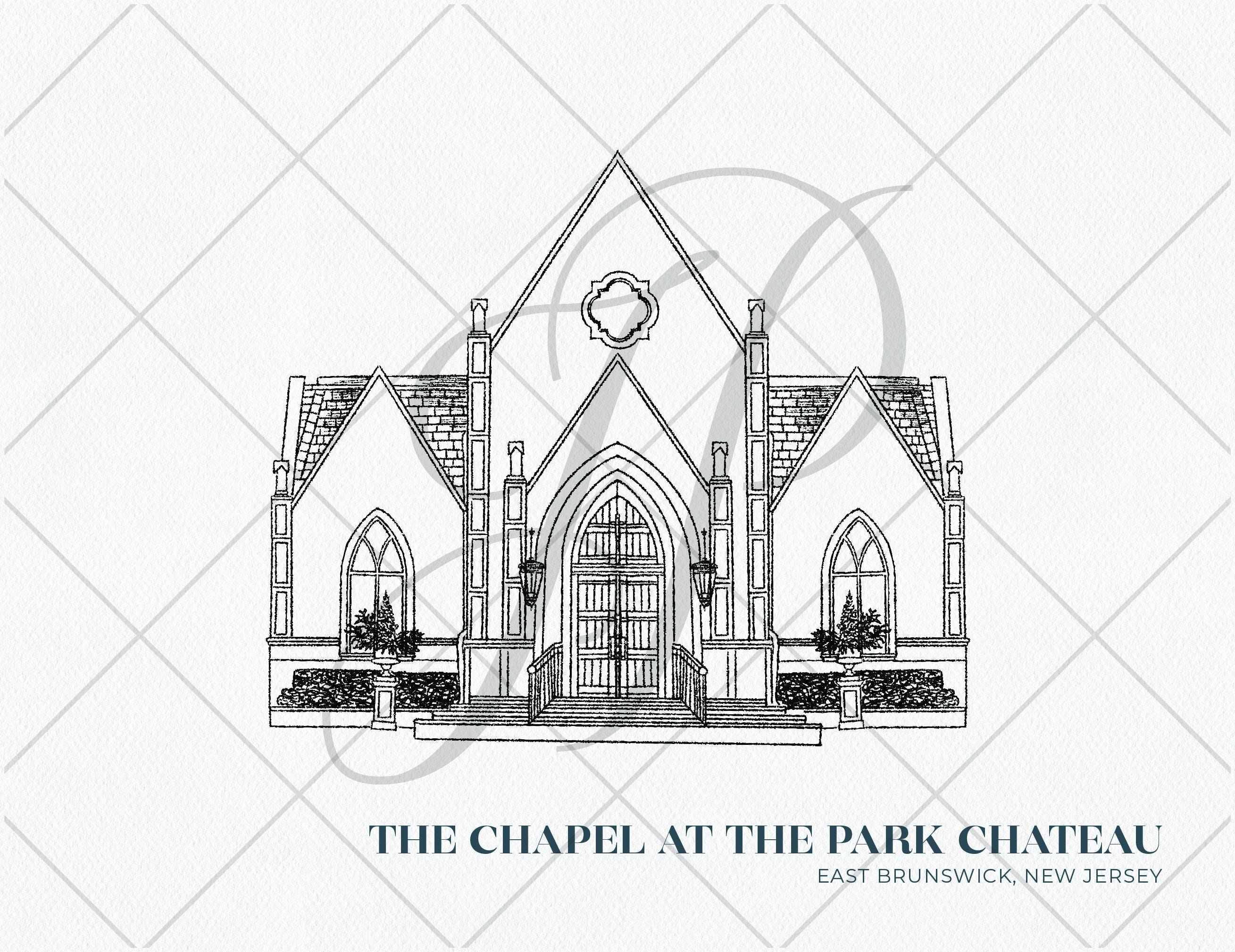 New Jersey Wedding Venue Illustrations, Detailed Line Drawing, NJ Venue ...