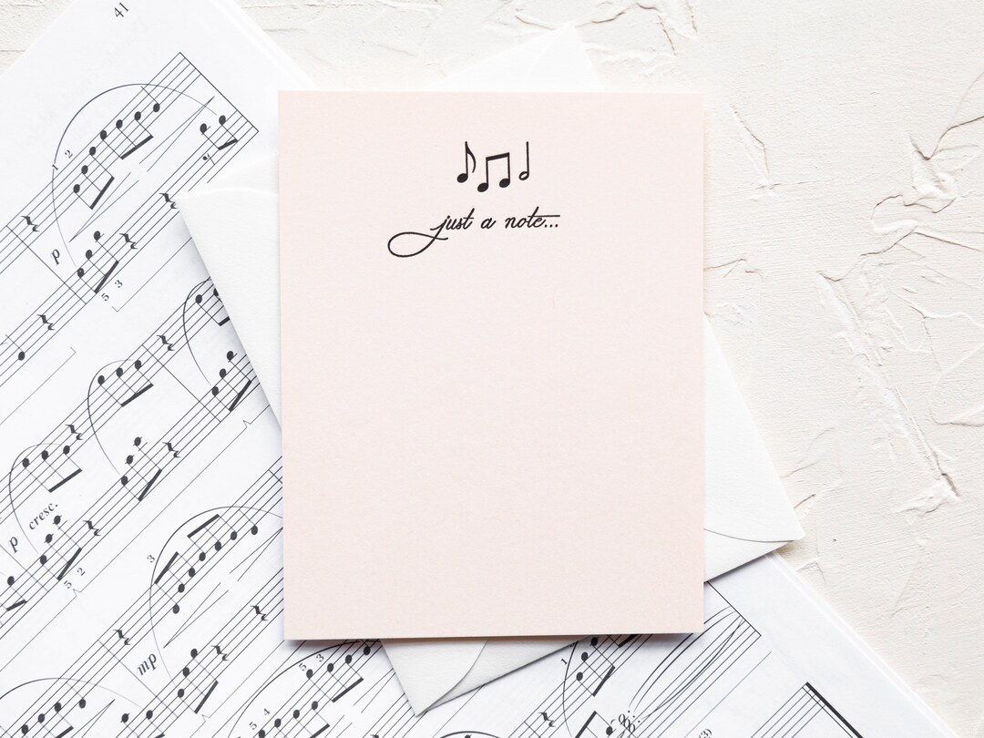 Letterpress Musical Note Cards, Blank Stationery, Gift for Musician ...
