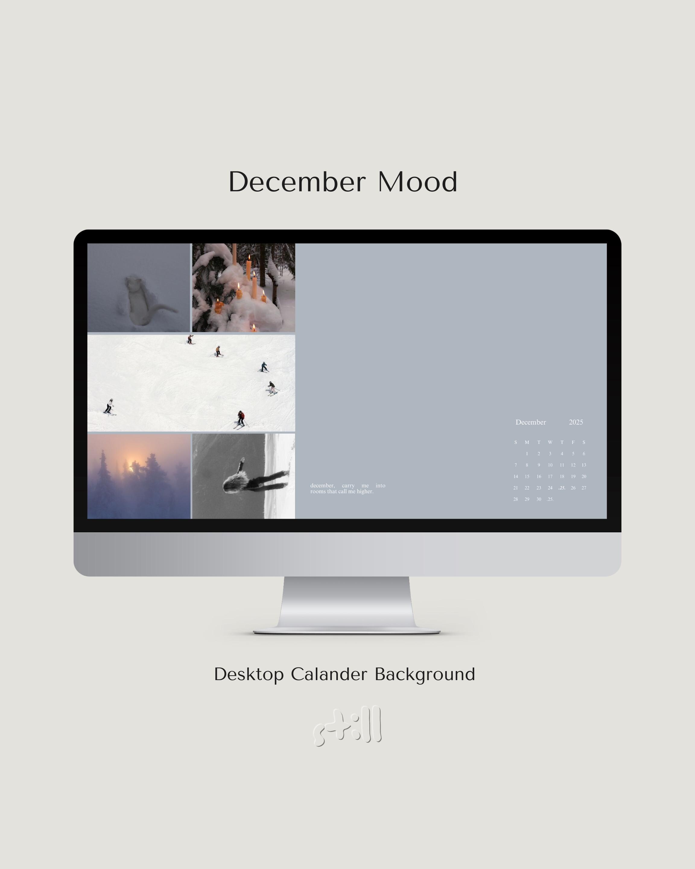 December 2025 Desktop Wallpaper Calendar – Mood Board - Etsy UK
