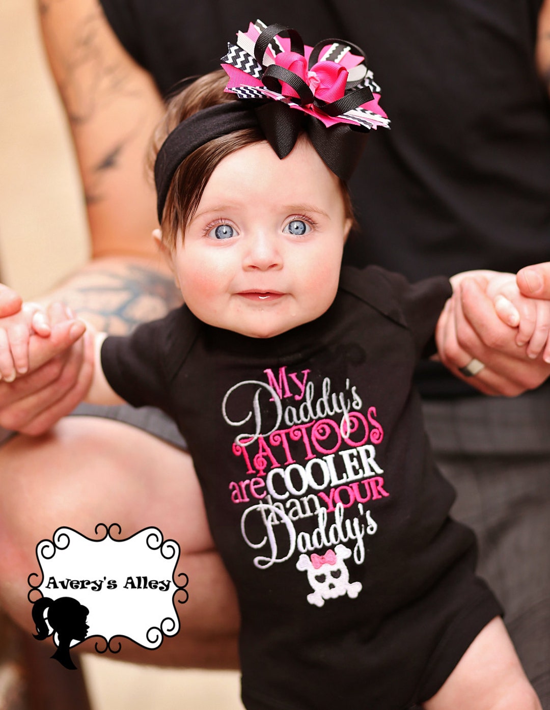 My Daddy's Tattoos Are Cooler Than Your Daddy's - Girls Applique Black ...