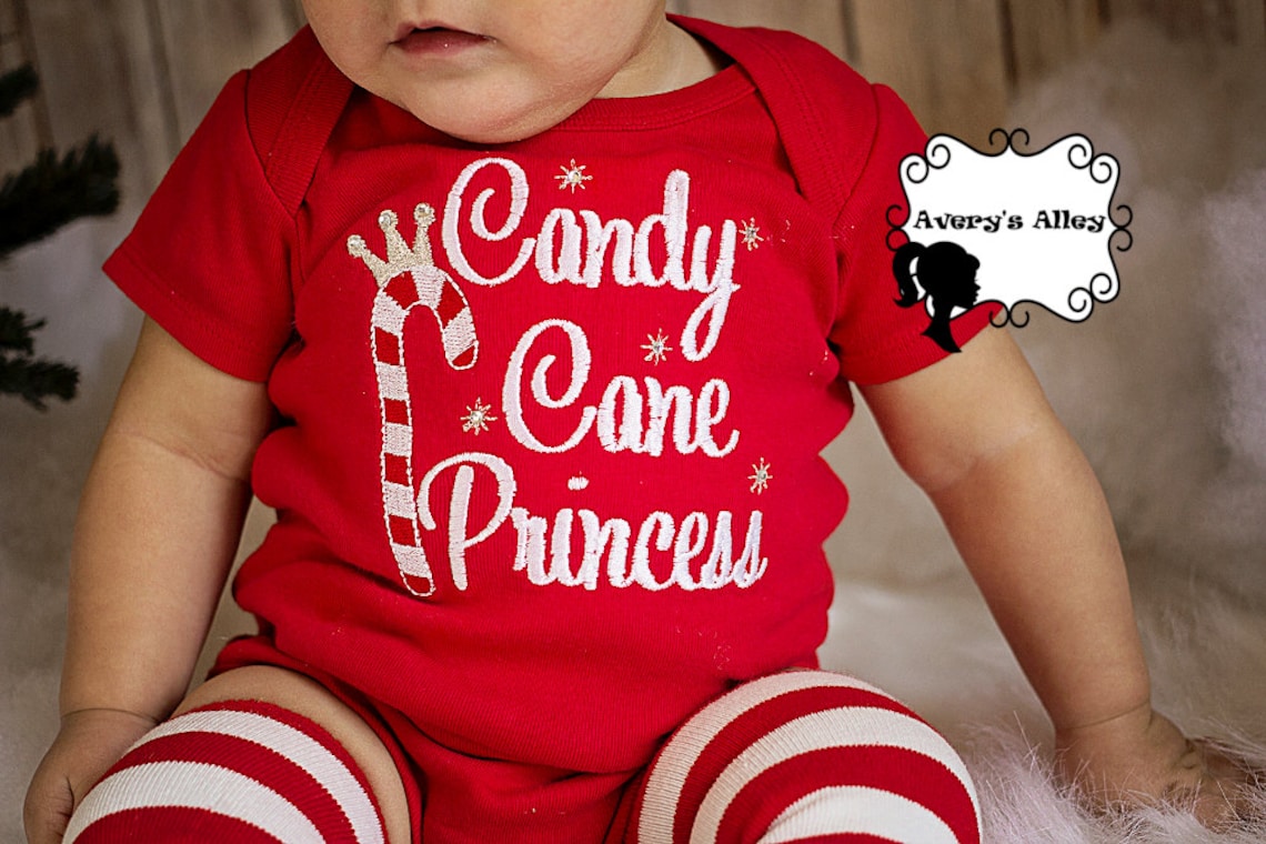 Candy Cane Princess Girls Red Embroidered Christmas Shirt & - Etsy